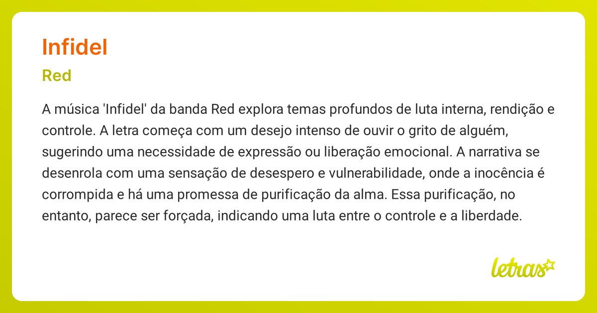 Significado da música INFIDEL (Red) - LETRAS.MUS.BR