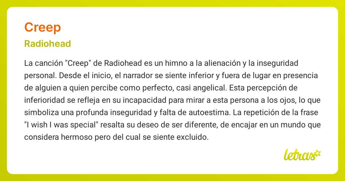 Significado de la canción CREEP (Radiohead) - LETRAS.COM