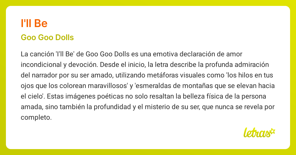 Significado de la canción I'LL BE (Goo Goo Dolls) - LETRAS.COM