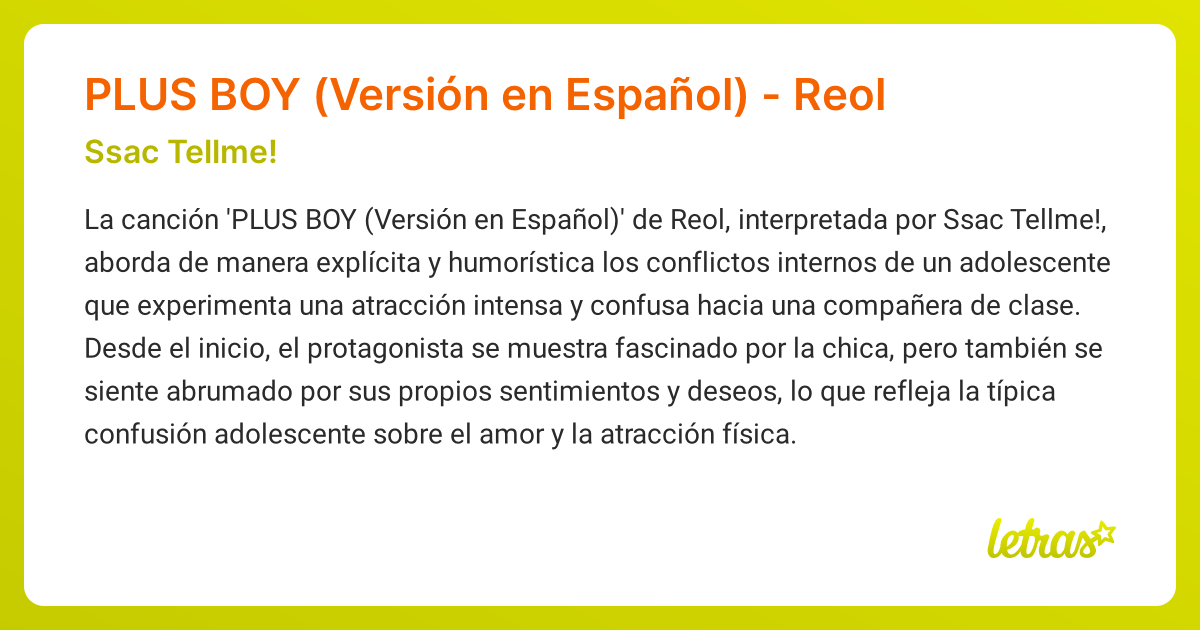 Significado de la canción PLUS BOY (Versión en Español) - Reol (Ssac ...