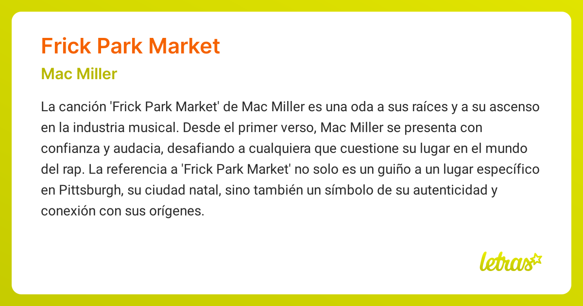 Significado de la canción FRICK PARK MARKET (Mac Miller) - LETRAS.COM