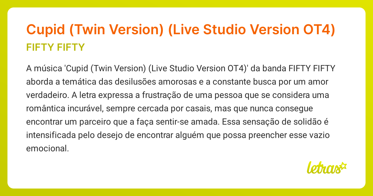 Significado da música Cupid (Twin Version) (Live Studio Version OT4 ...