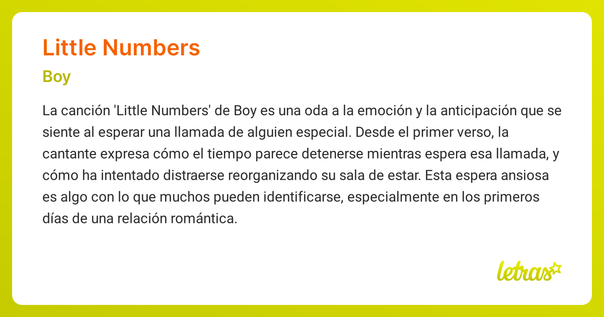 Significado de la canción LITTLE NUMBERS (Boy) - LETRAS.COM