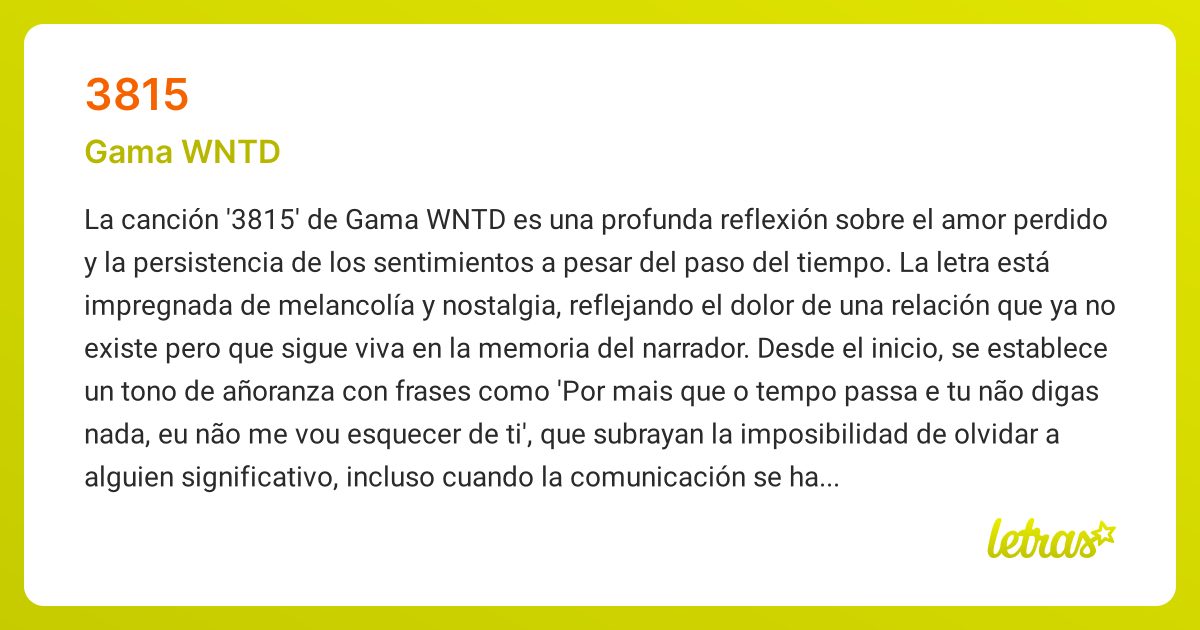 Significado de la canción 3815 (Gama WNTD) - LETRAS.COM