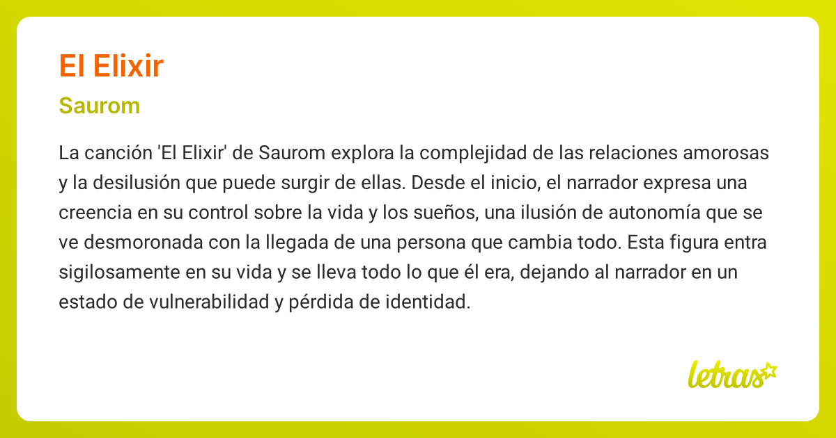 Significado de la canción EL ELIXIR (Saurom) - LETRAS.COM