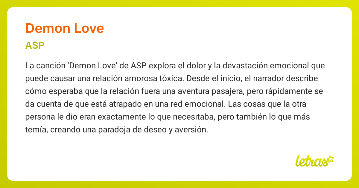 Significado de la canción DEMON LOVE (ASP) - LETRAS.COM