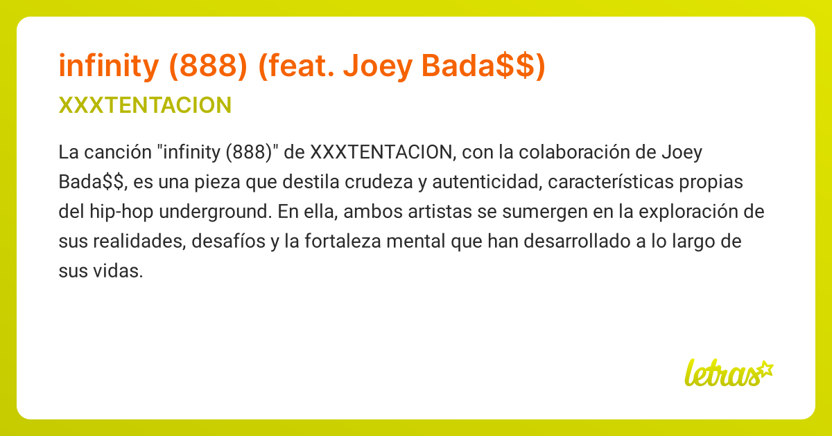 Significado de la canción infinity (888) (feat. Joey Bada ...