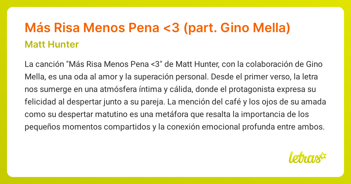 Significado de la canción Más Risa Menos Pena