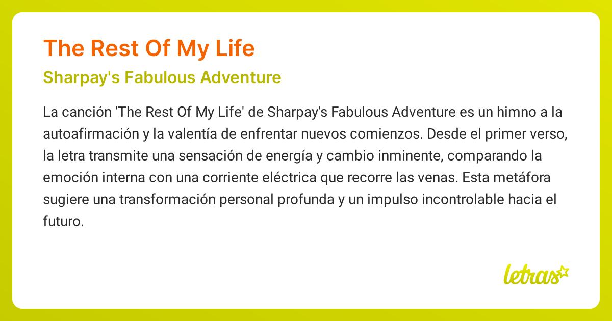 Significado de la canción THE REST OF MY LIFE (Sharpay's Fabulous ...