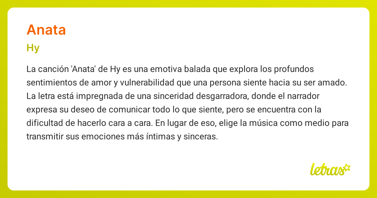Significado de la canción ANATA (Hy) - LETRAS.COM