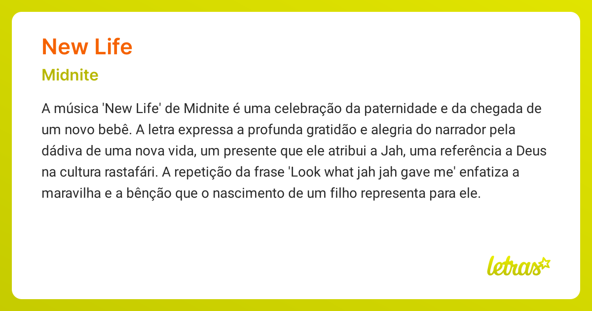 Significado da música NEW LIFE (Midnite) - LETRAS.MUS.BR