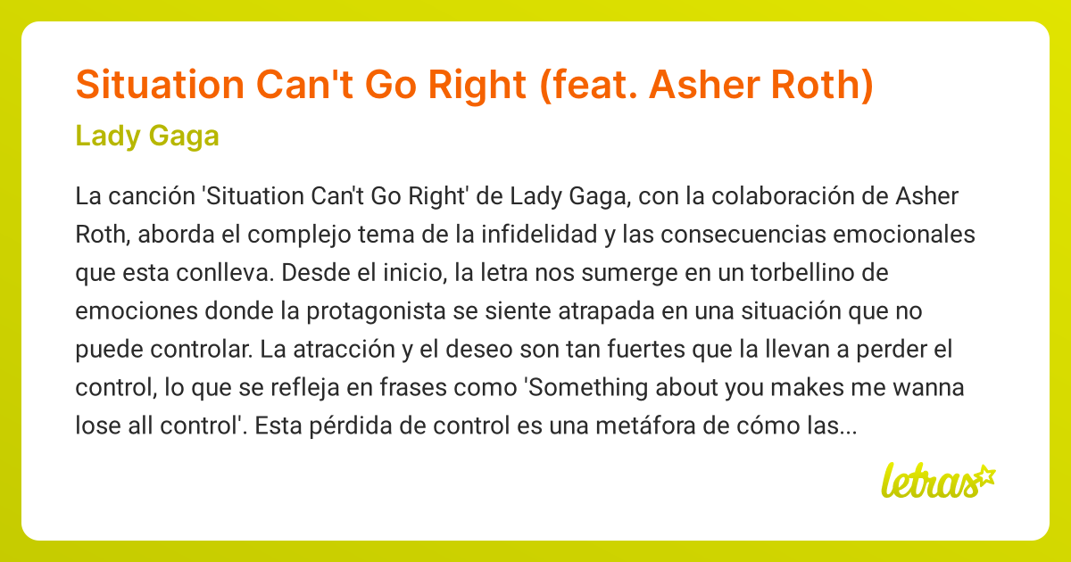 Significado de la canción Situation Can't Go Right (feat. Asher Roth ...