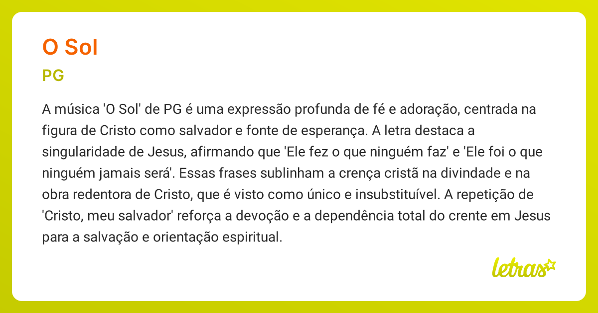 Significado da música O SOL (PG) - LETRAS.MUS.BR