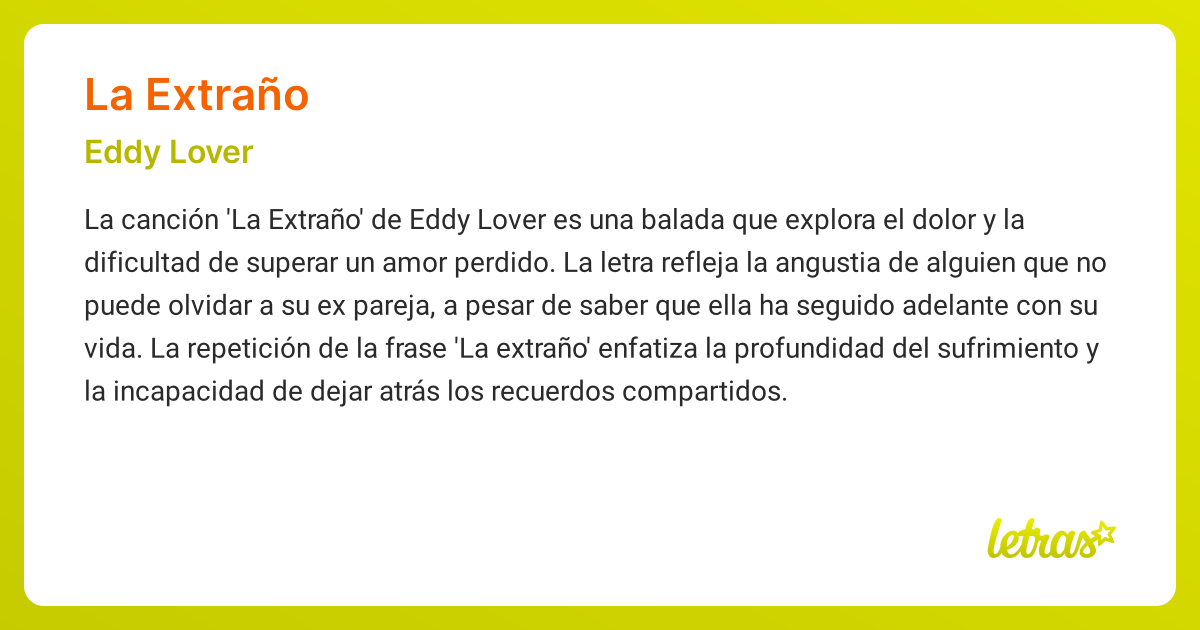 Significado de la canción LA EXTRAÑO (Eddy Lover) - LETRAS.COM