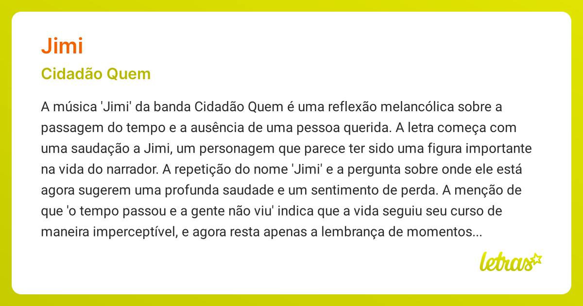 Significado da música JIMI (Cidadão Quem) - LETRAS.MUS.BR