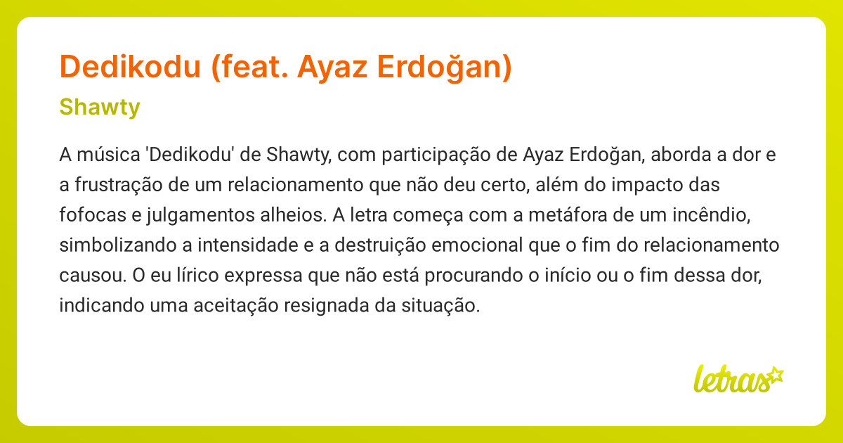 Significado da música DEDIKODU (FEAT. AYAZ ERDOĞAN) (Shawty) - LETRAS ...