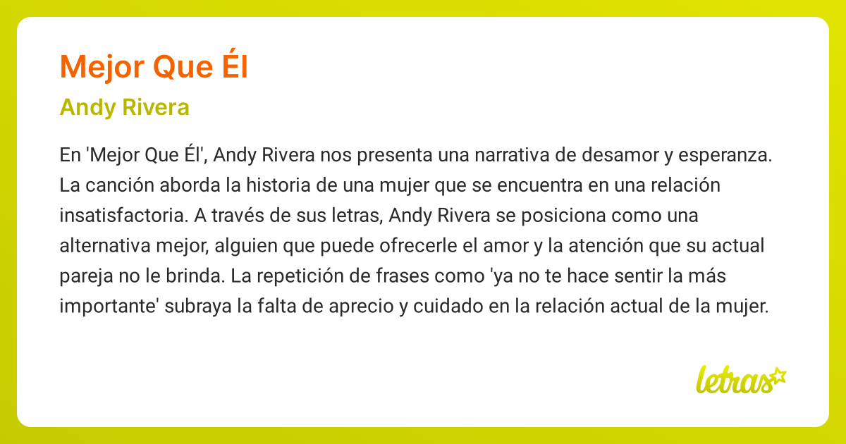 Significado de la canción MEJOR QUE ÉL (Andy Rivera) - LETRAS.COM