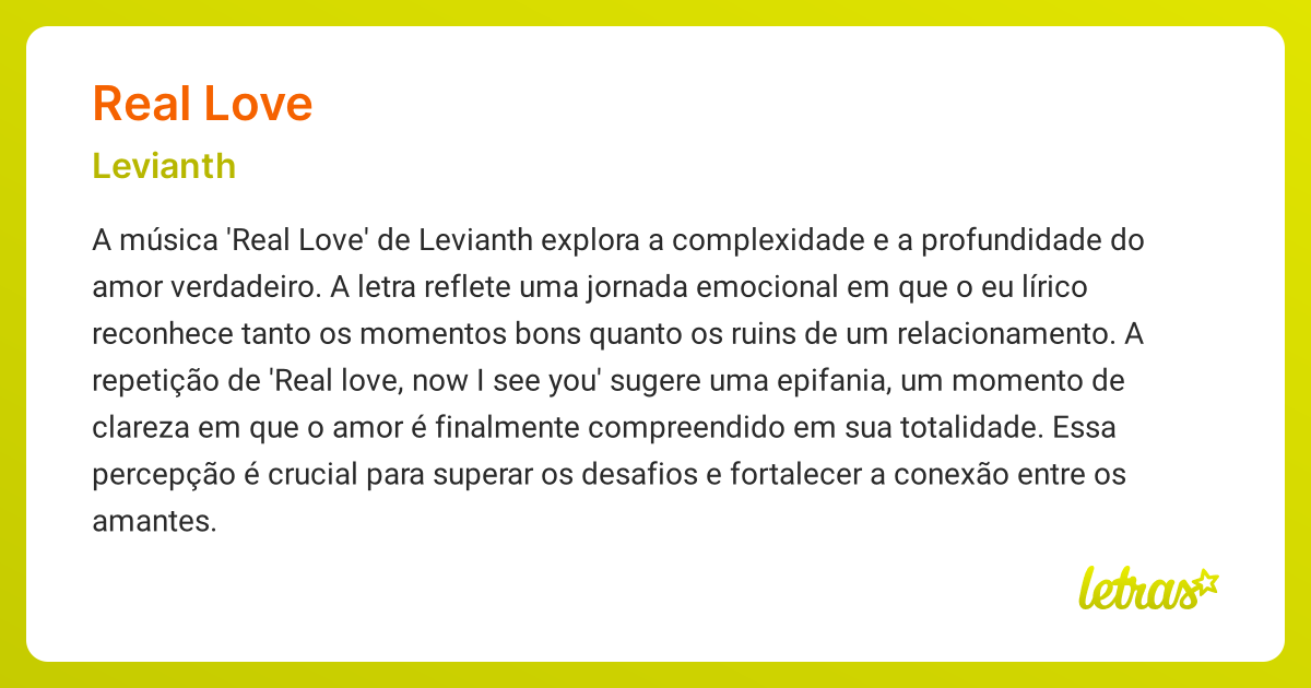 Significado da música REAL LOVE (Levianth) - LETRAS.MUS.BR