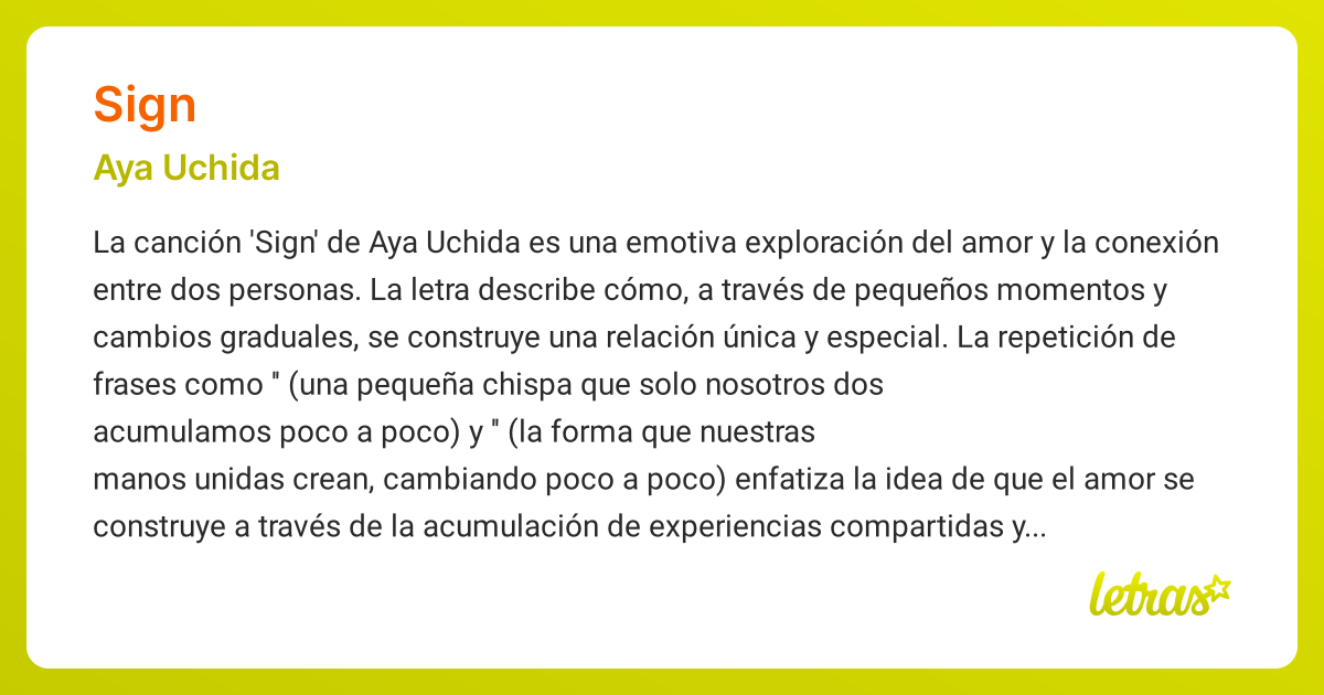 Significado de la canción SIGN (Aya Uchida) - LETRAS.COM