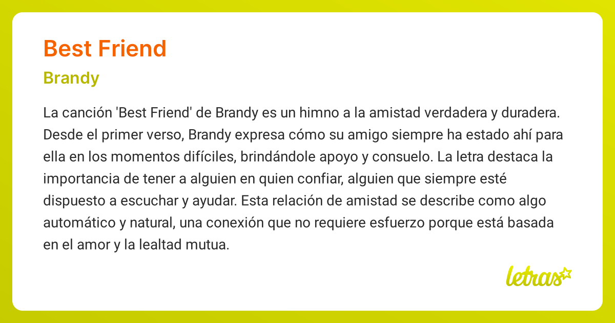 Significado de la canción BEST FRIEND (Brandy) - LETRAS.COM