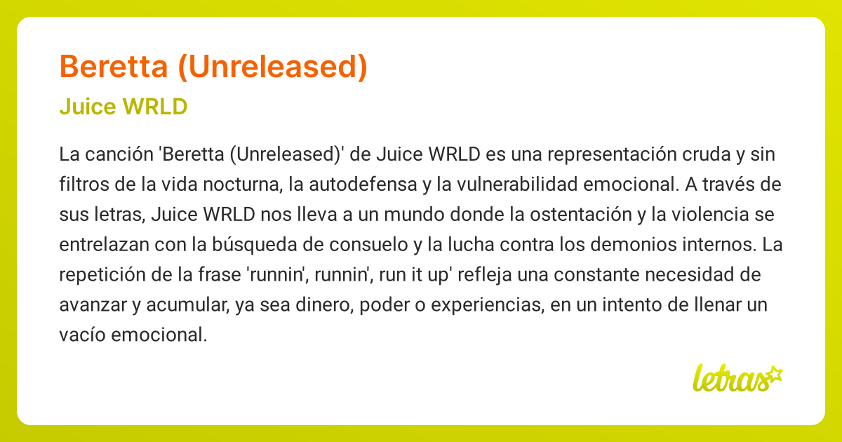 Significado de la canción BERETTA (UNRELEASED) (Juice WRLD) - LETRAS.COM
