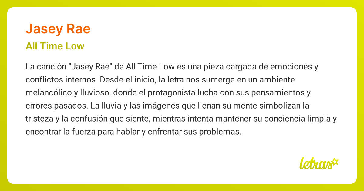 Significado de la canción JASEY RAE (All Time Low) - LETRAS.COM