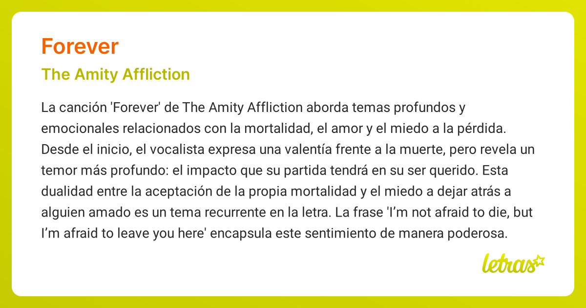 Significado de la canción FOREVER (The Amity Affliction) - LETRAS.COM