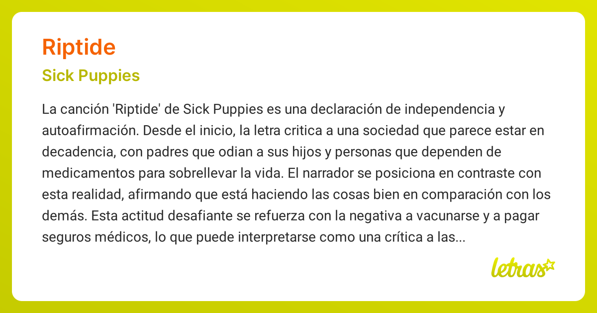 Significado de la canción RIPTIDE (Sick Puppies) - LETRAS.COM