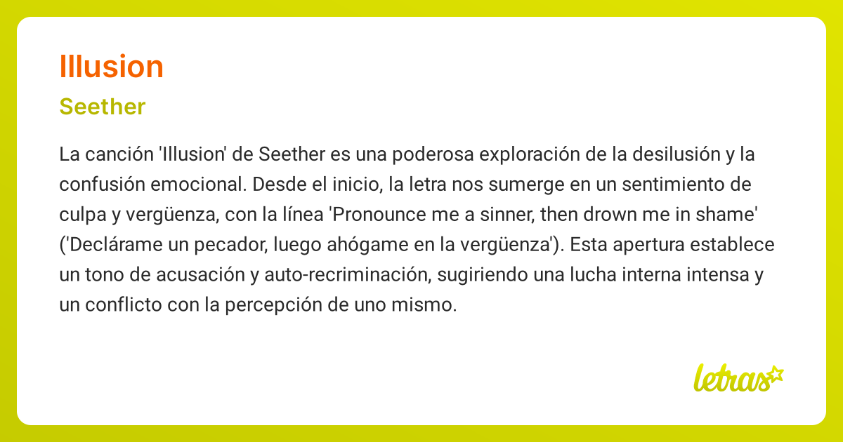 Significado de la canción ILLUSION (Seether) - LETRAS.COM
