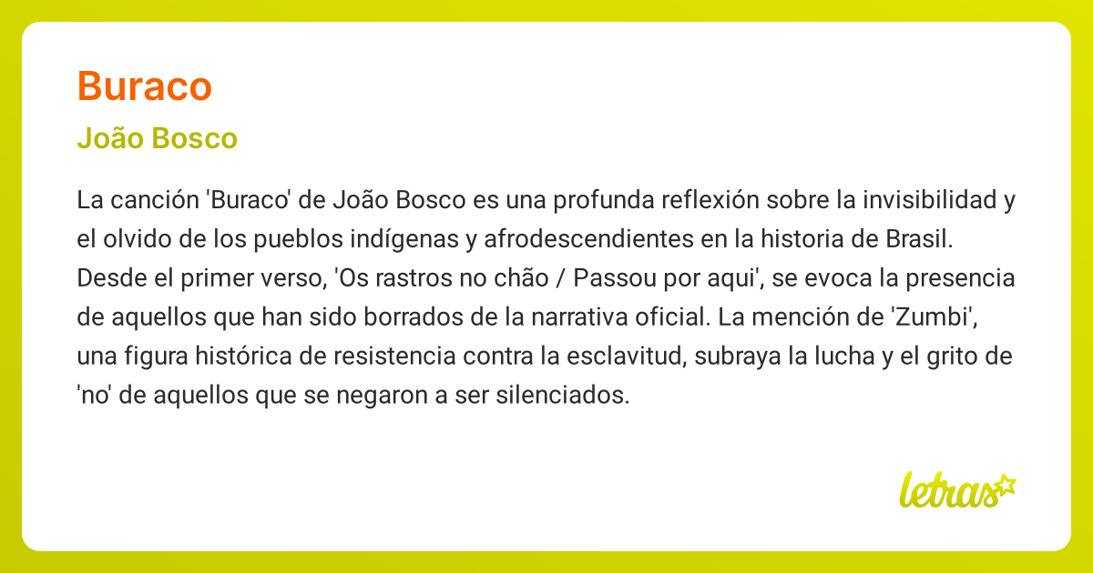 Significado de la canción BURACO (João Bosco) - LETRAS.COM