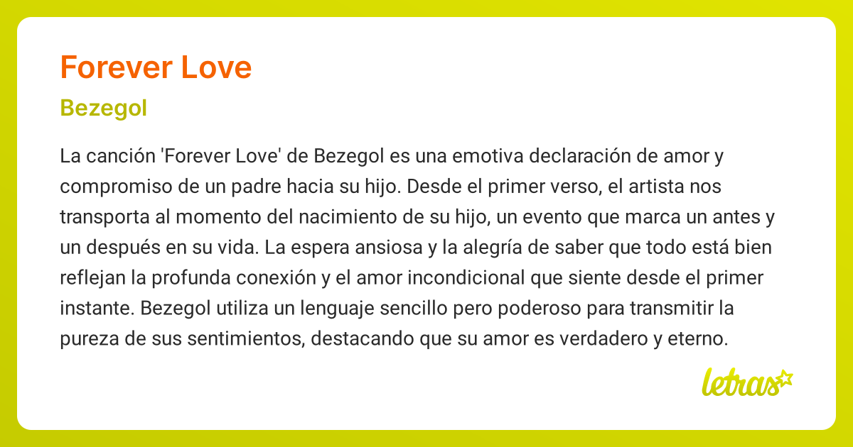 Significado de la canción FOREVER LOVE (Bezegol) - LETRAS.COM