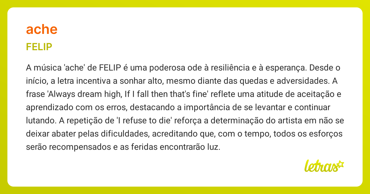 Significado da música ACHE (FELIP) - LETRAS.MUS.BR