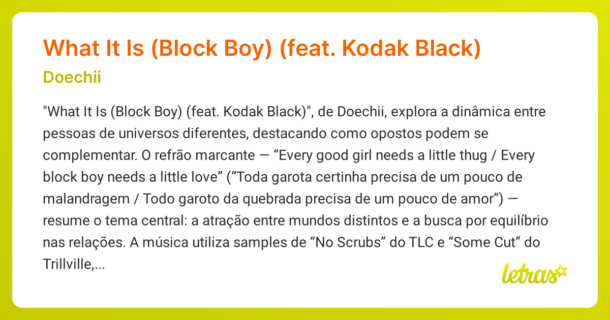 Significado da música What It Is (Block Boy) (feat. Kodak Black ...