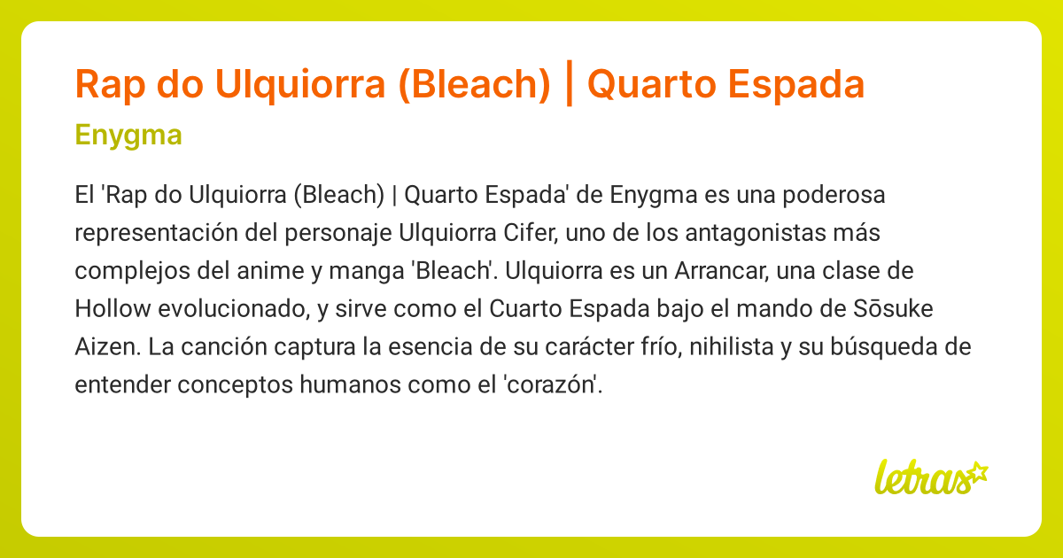 Significado de la canción Rap do Ulquiorra (Bleach) | Quarto Espada ...
