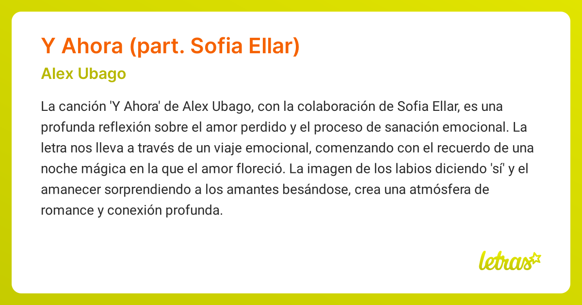 Significado de la canción Y AHORA (PART. SOFIA ELLAR) (Alex Ubago ...
