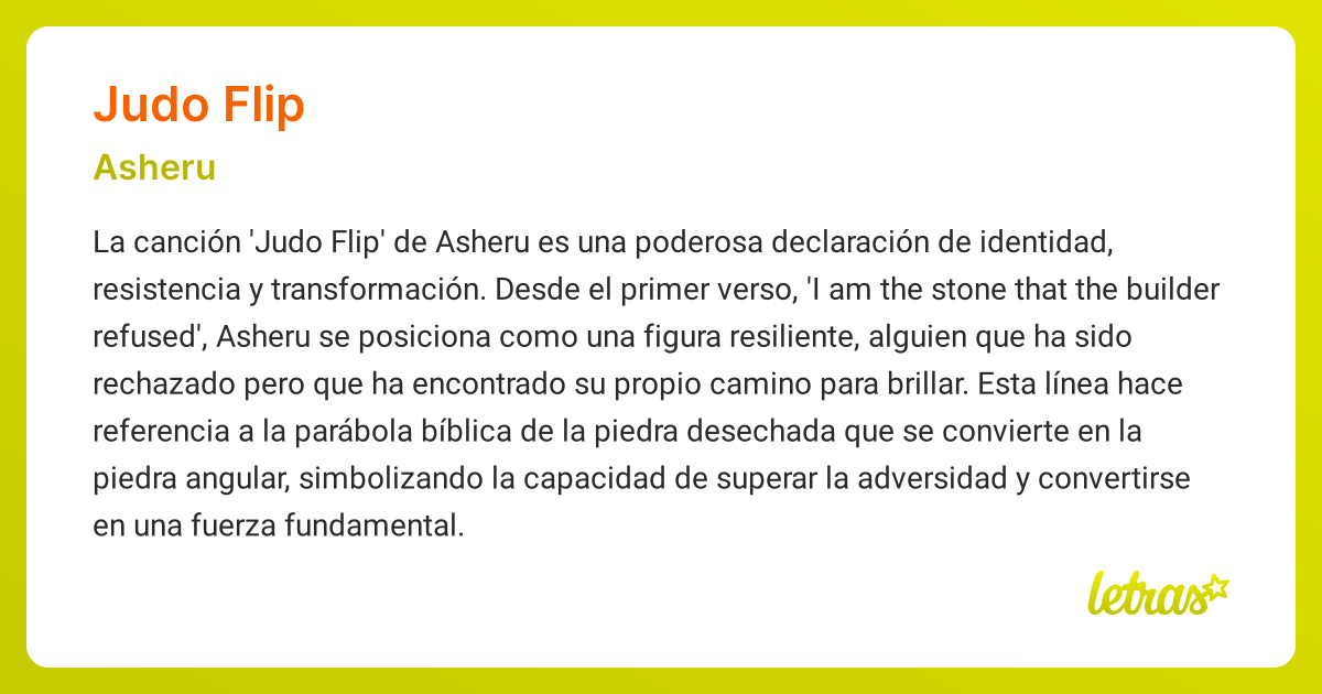 Significado de la canción JUDO FLIP (Asheru) - LETRAS.COM