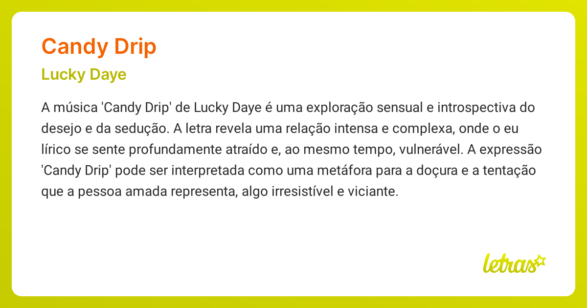 Significado da música CANDY DRIP (Lucky Daye) - LETRAS.MUS.BR