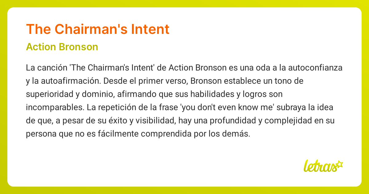 Significado de la canción THE CHAIRMAN'S INTENT (Action Bronson ...