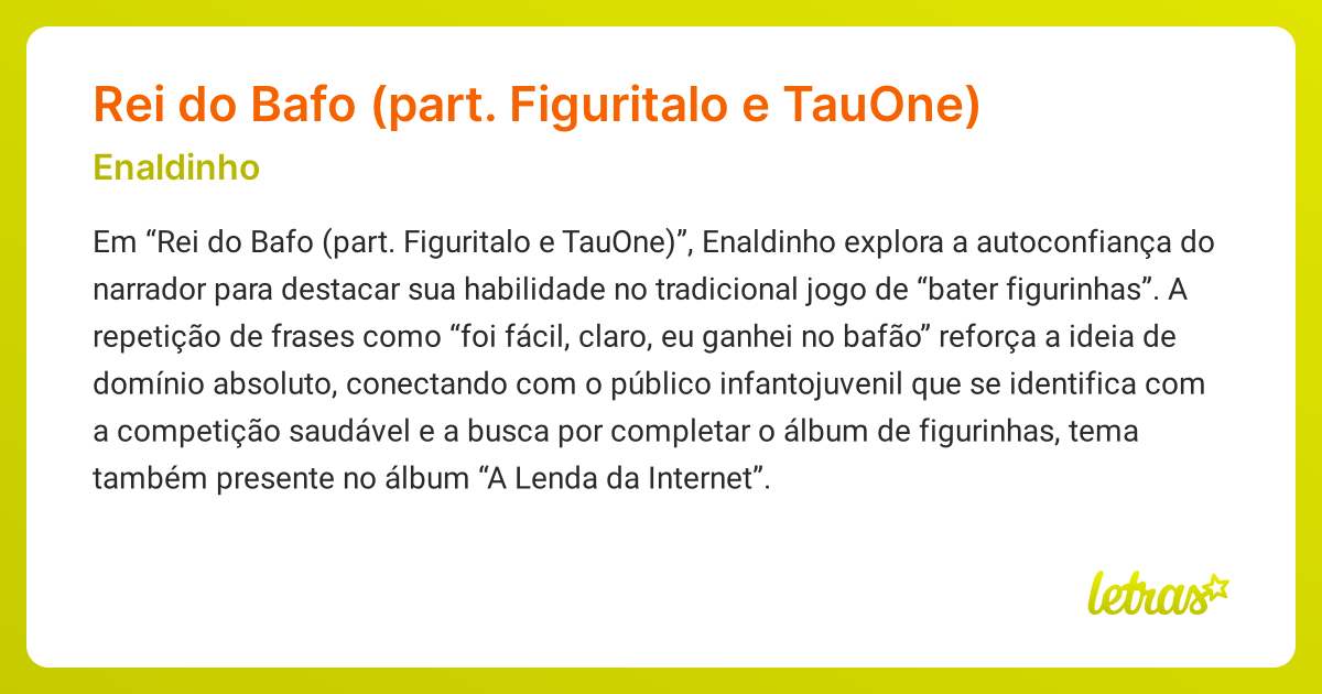 Significado da música Rei do Bafo (part. Figuritalo e TauOne ...
