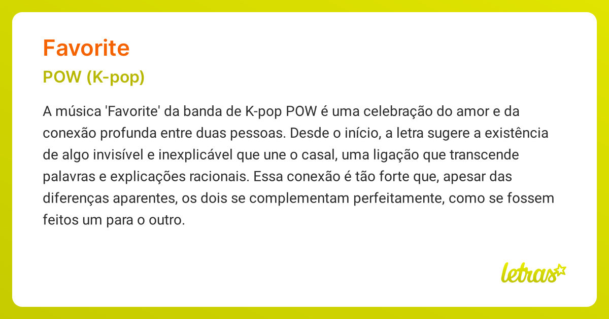 Significado da música FAVORITE (POW (K-pop)) - LETRAS.MUS.BR