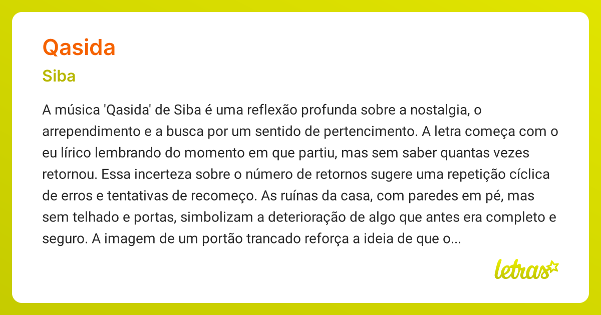 Significado da música QASIDA (Siba) - LETRAS.MUS.BR
