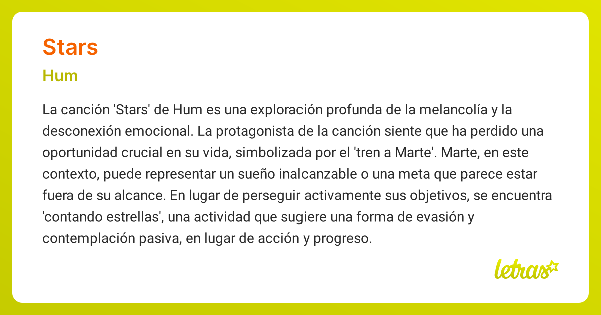 Significado de la canción STARS (Hum) - LETRAS.COM