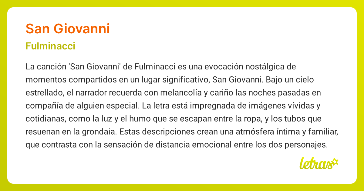 Significado de la canción SAN GIOVANNI (Fulminacci) - LETRAS.COM