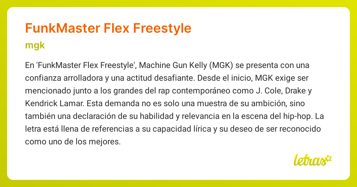 Significado de la canción FUNKMASTER FLEX FREESTYLE (Machine Gun Kelly ...