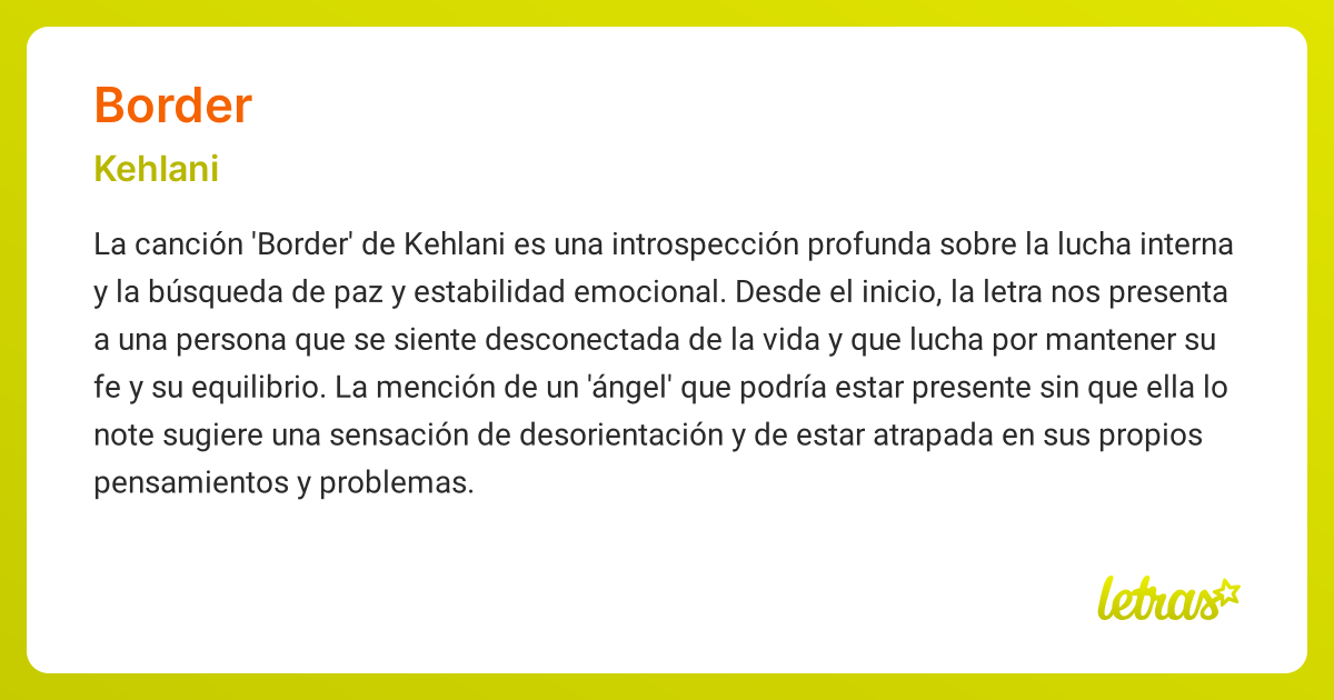 Significado de la canción BORDER (Kehlani) - LETRAS.COM