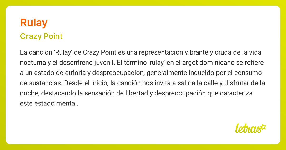 Significado de la canción RULAY (Crazy Point) - LETRAS.COM