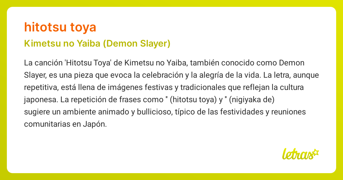 Significado de la canción HITOTSU TOYA (Kimetsu no Yaiba (Demon Slayer ...