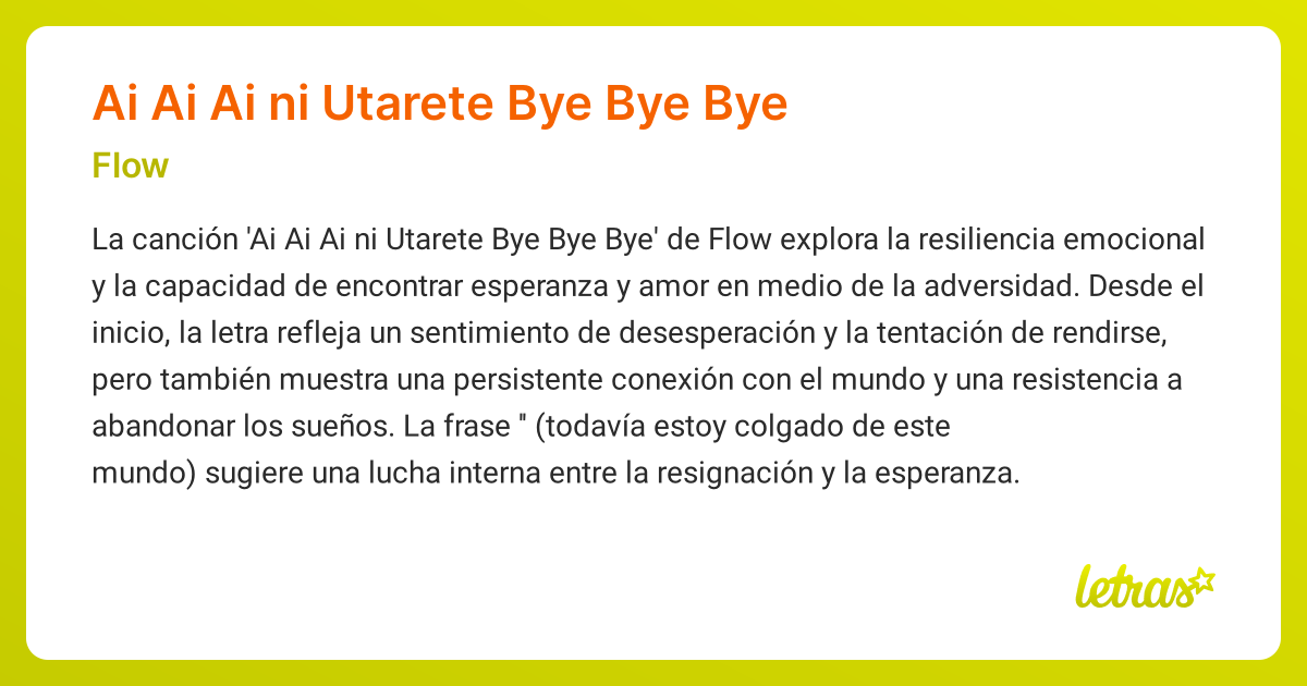 Significado de la canción Ai Ai Ai ni Utarete Bye Bye Bye (Flow ...