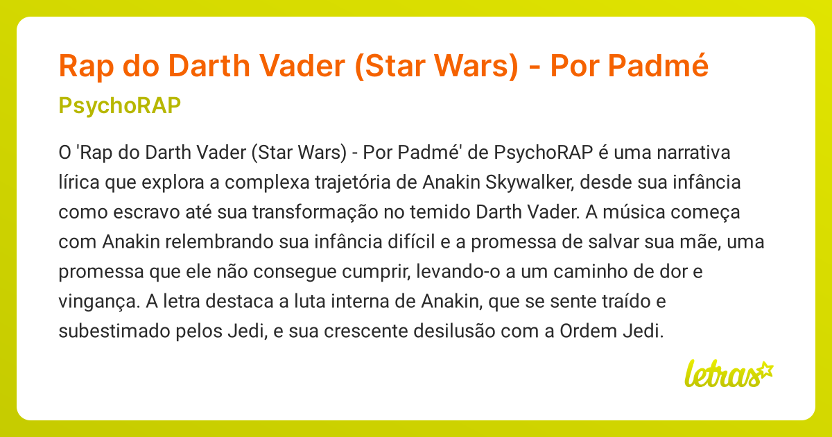 Significado da música Rap do Darth Vader (Star Wars) - Por Padmé ...