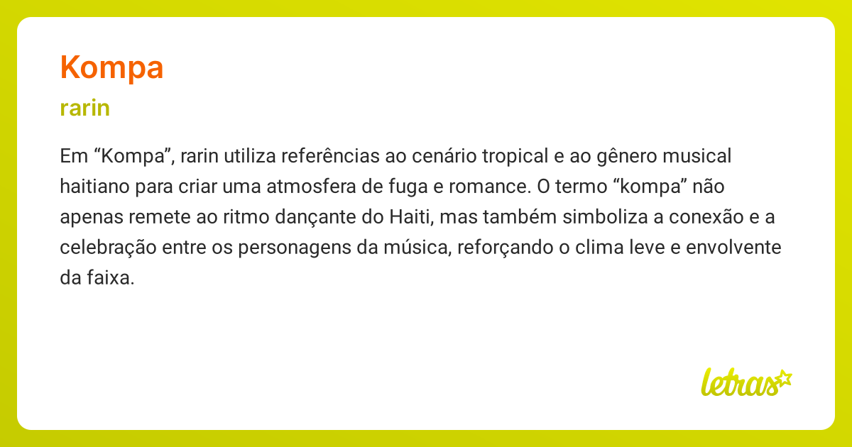 Significado da música KOMPA (rarin) - LETRAS.MUS.BR